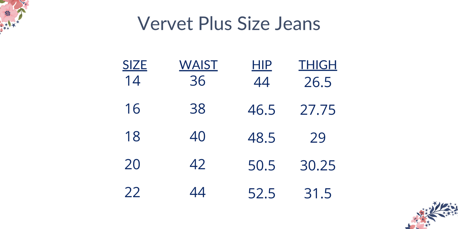 Vervet Size Guide – American Blues