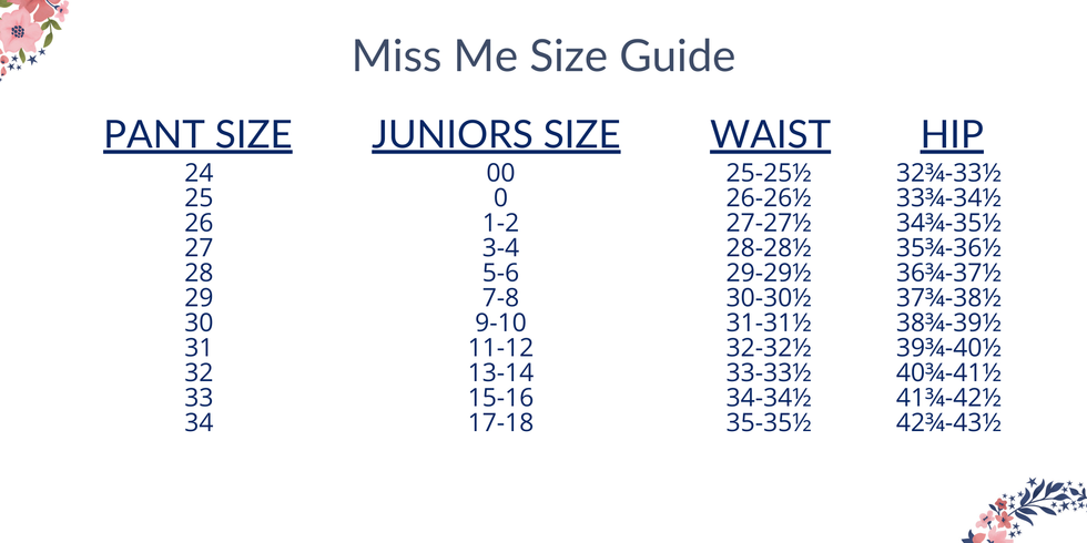 Miss Me Size Guide – American Blues