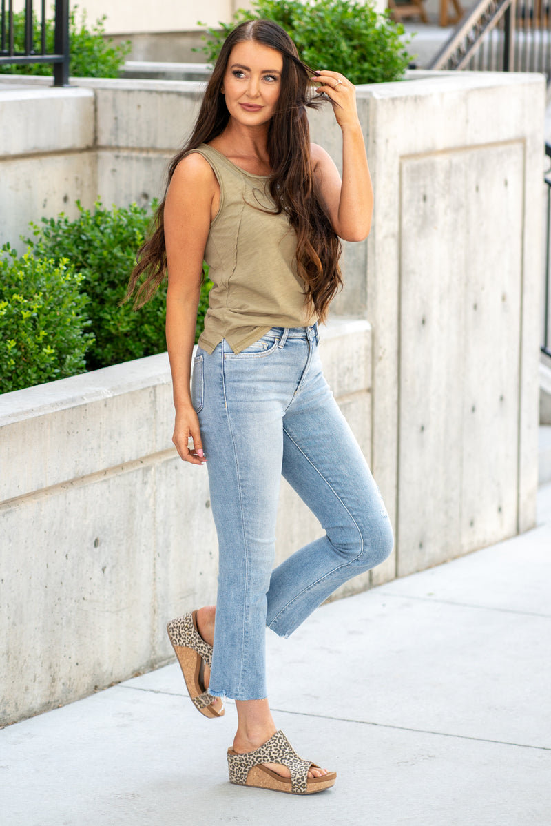 Flying Monkey | Polite High Rise Cropped Straight F4814 – American Blues