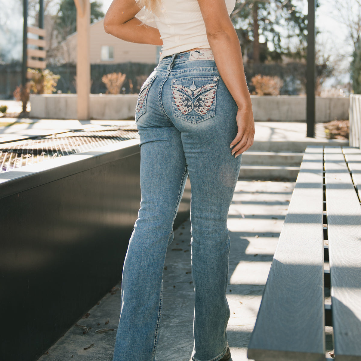 Miss Me Jeans Erica Wing Americana Mid Rise Boot Cut M3080B74V ...