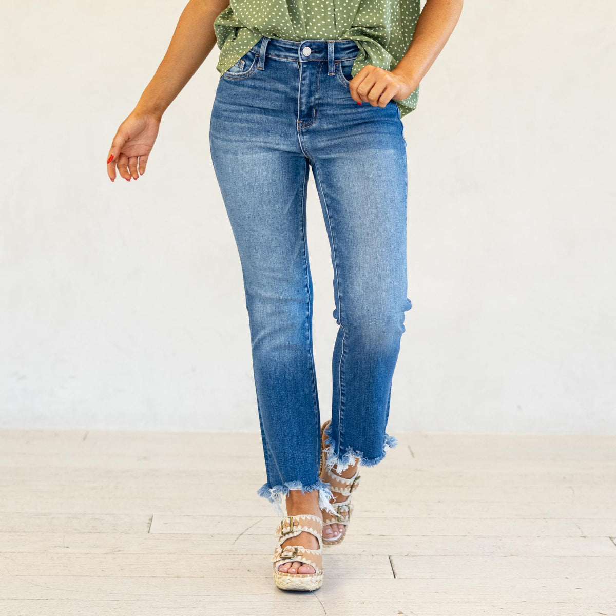 VERVET Jeans | VERVET Divine High Rise Distressed Hem Kick Flare Jeans ...