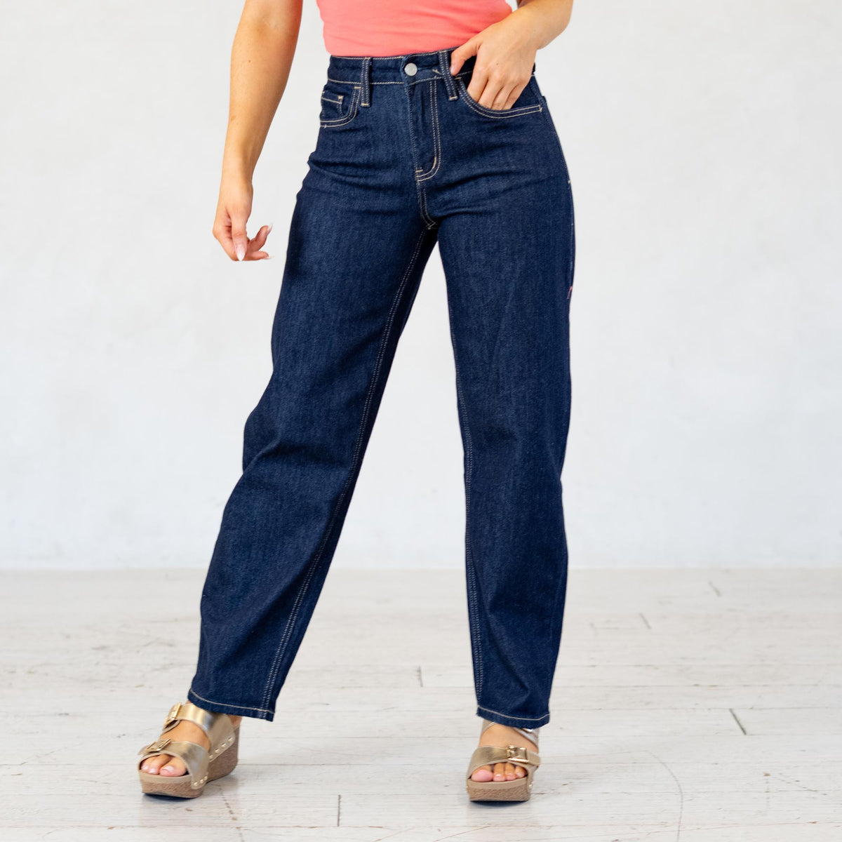 LOVERVET Divinity High Rise Dark Wash Slim Barrel Jeans LV1986 ...