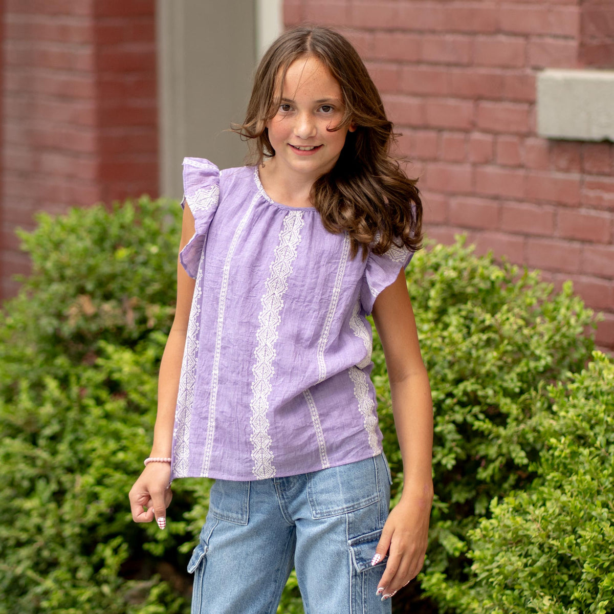 A Dreamer Solid Woven Ruffled Tank SRT11551 – American Blues