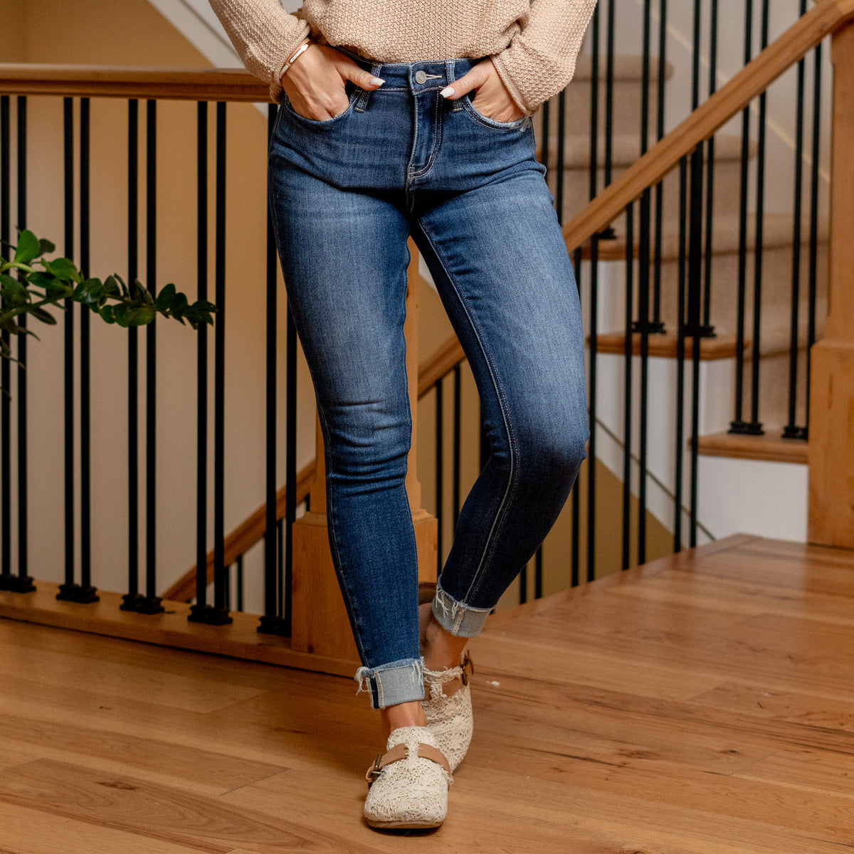 VERVET Jeans Reflex Blue Tummy Control Top Mid Rise Skinny Regular ...