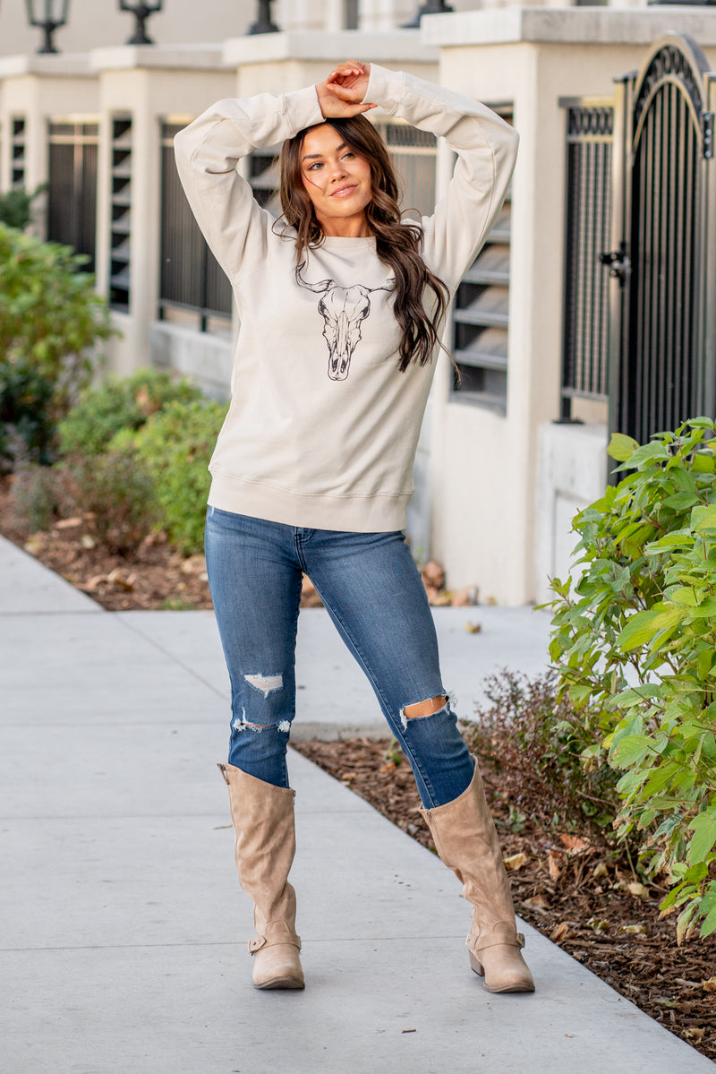 Zutter | Longhorn Long Sleeve Pull Over Sweater K8911-2938-Bone ...