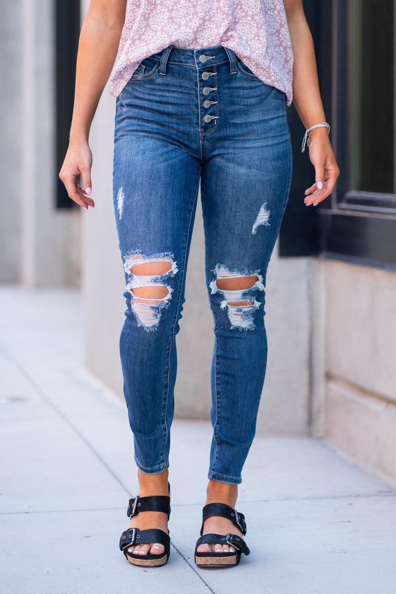 High Waisted Ripped Jeans
